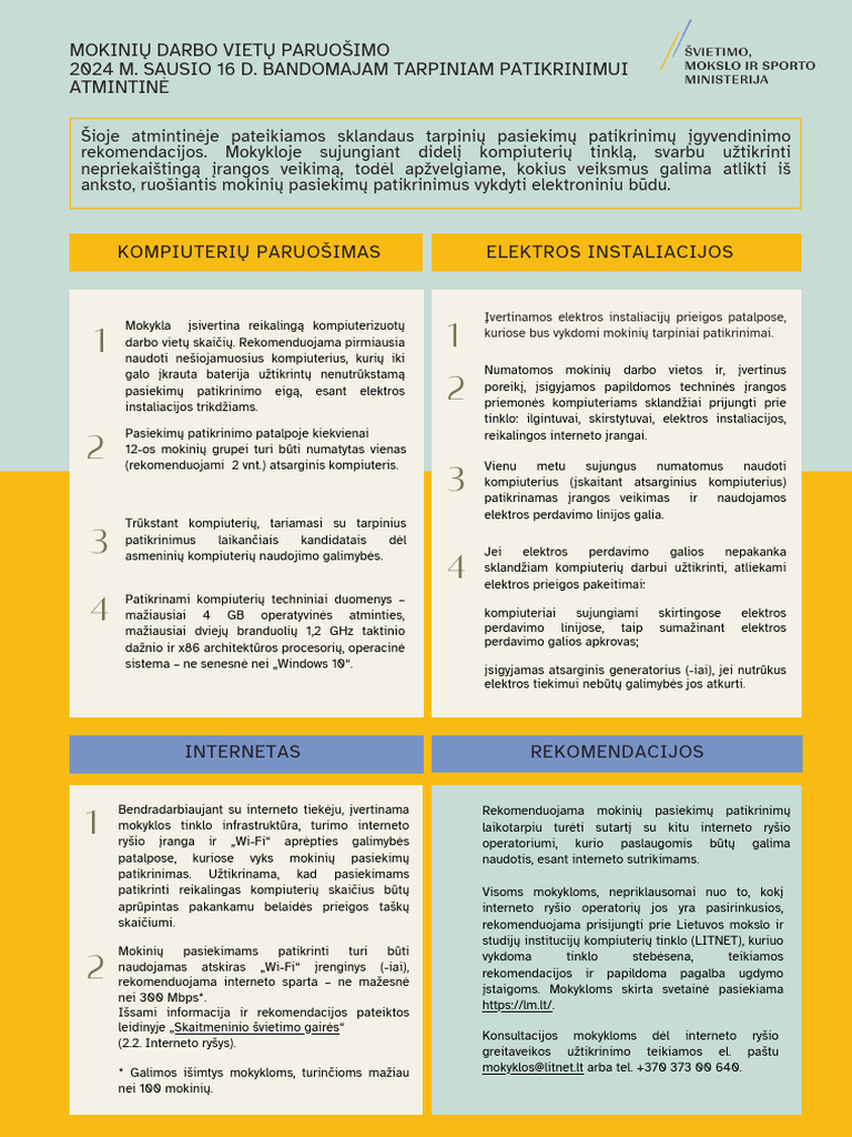 Pasiruosimo Tarpiniams Patikrinimams Atmintine | PDF