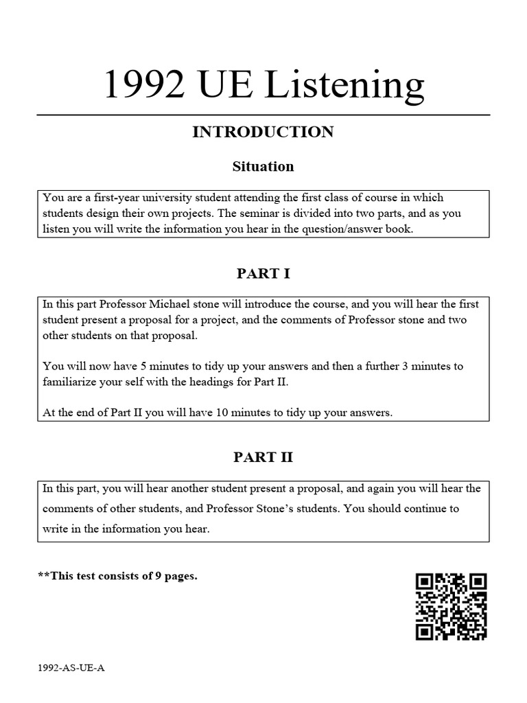 1992 UE Listening | PDF