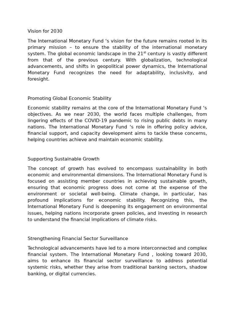 Vision of International Monetary Fund | PDF