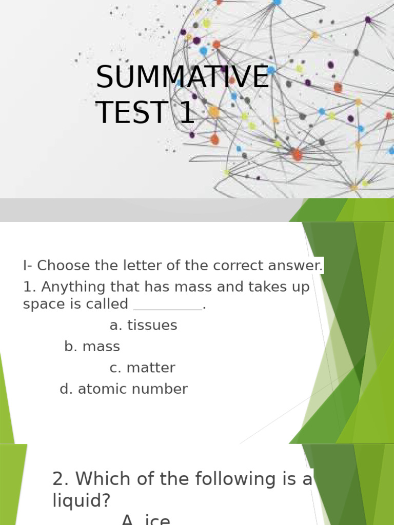 Summative (Matter, Models, Atomic Model Theory) | PDF