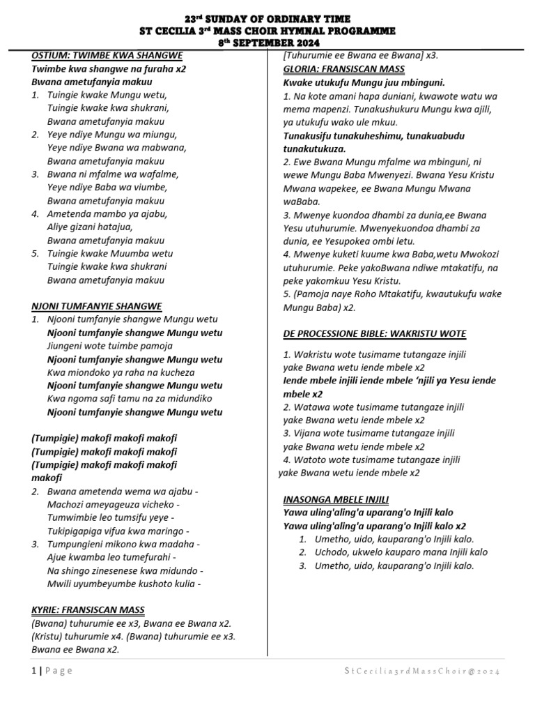 3rd Mass, 8th Sept 2024 Mass Order | PDF