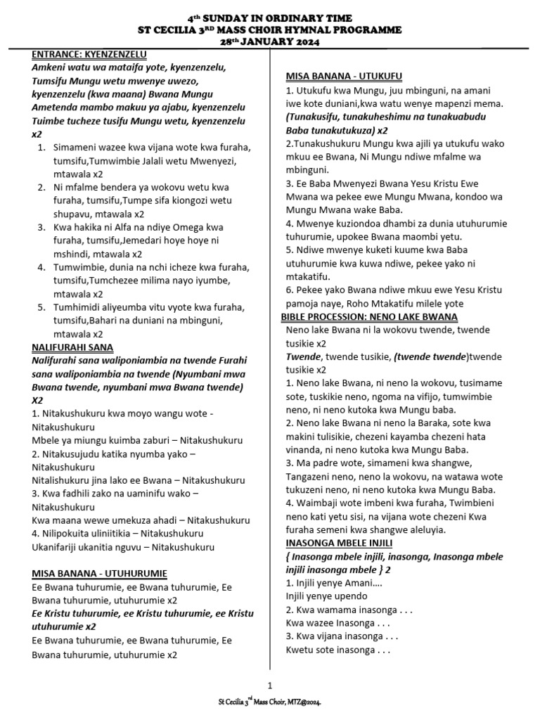 3rd Mass, 28th Jan 2024 Mass Order | PDF