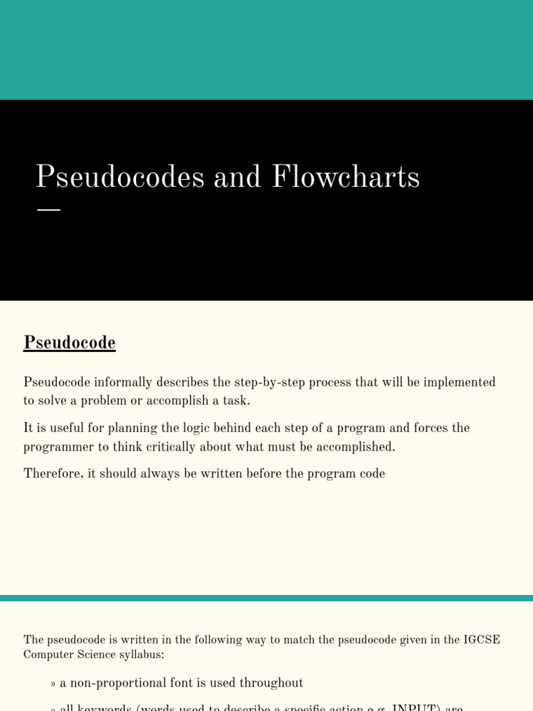 CH 7 Pseudocode and flowcharts | PDF CH 7 Pseudocode and flowcharts | PDF