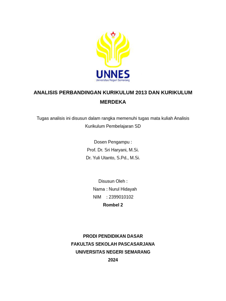 Analisis Perbandingan Kurikulum 2013 Dan Kurikulum Merdeka | PDF
