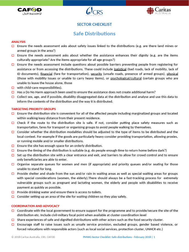 Checklist For ProtM - Safe Distributions - EN | PDF