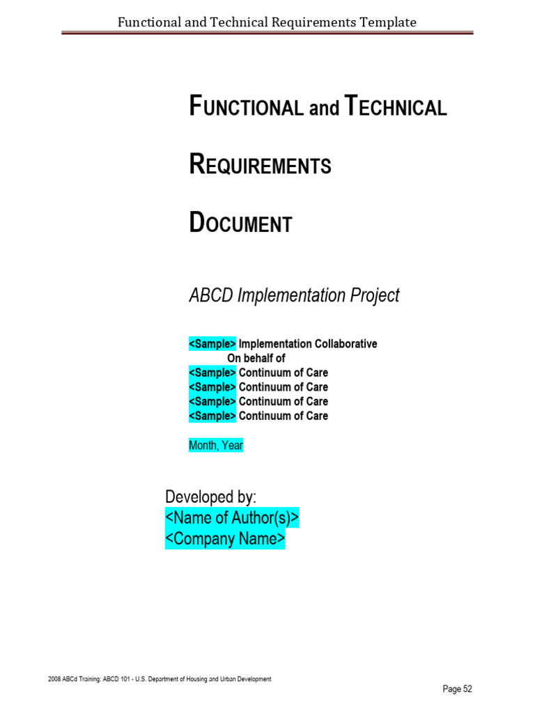 Sample Functional Technical Requirement Document Lyst8009 | PDF