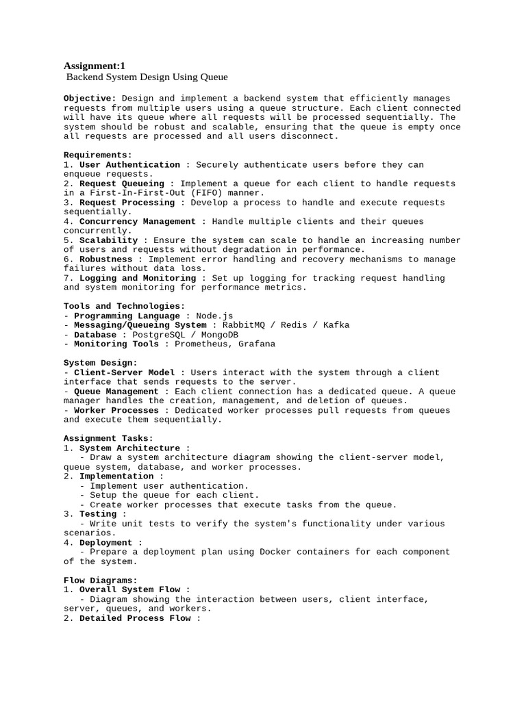 Backend Developer Fresher Assignment | PDF | Queue (Abstract Data Type) | Computers