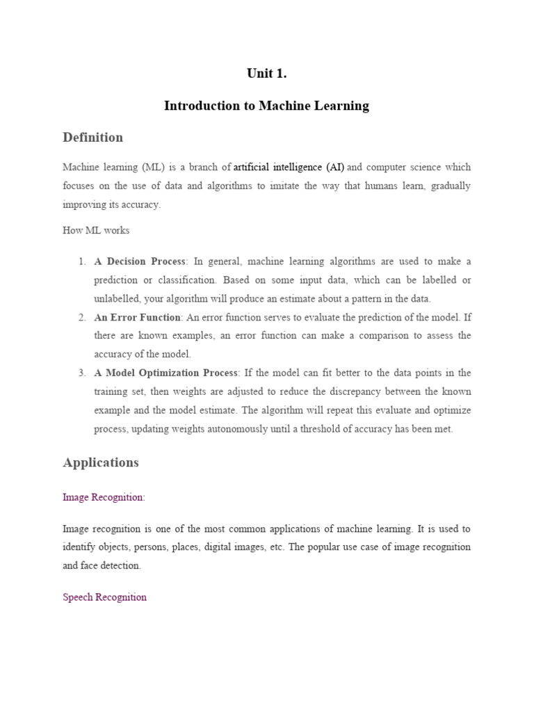 ML Notes Unit1 | PDF
