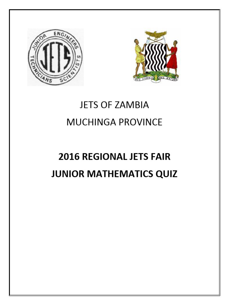 Junior Quiz 2016 Provincial JETS Fair | PDF