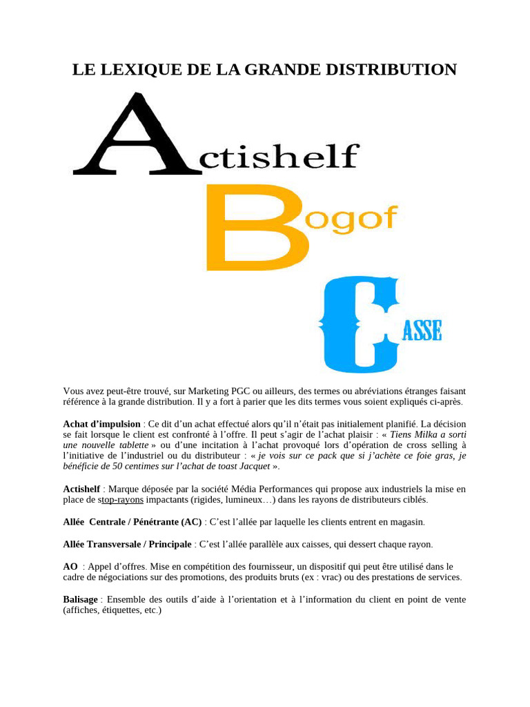 LE LEXIQUE DE LA GRANDE DISTRIBUTION | PDF