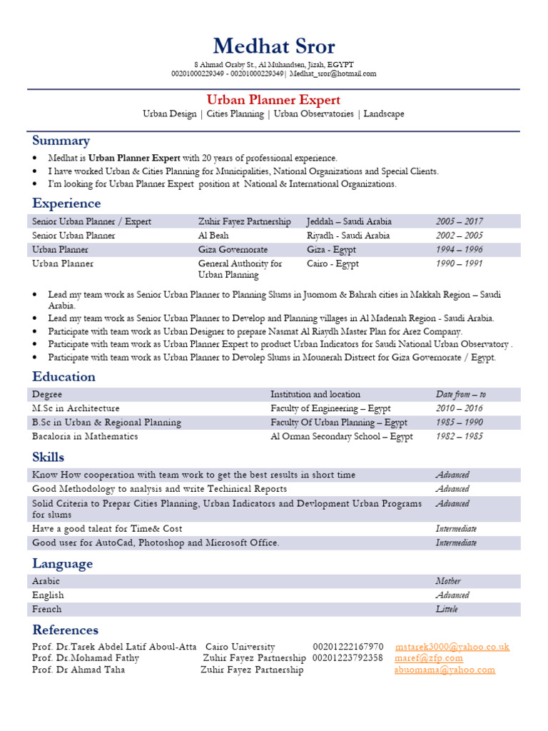 CV Planning - 1 | PDF | Egypt | Riyadh