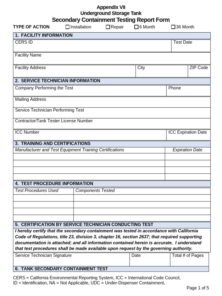 10-2020 Secondary Containment Testing Form.pdf | PDF
