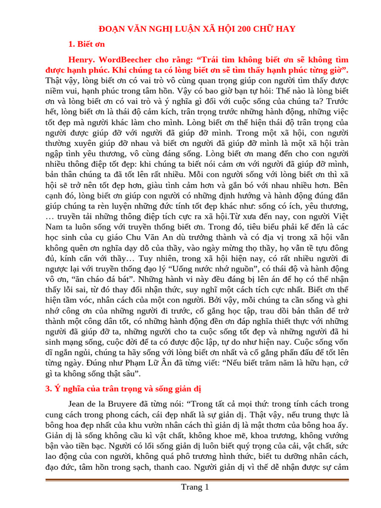 Đo N Văn NLXH, Bài Văn NLVH Hay | PDF