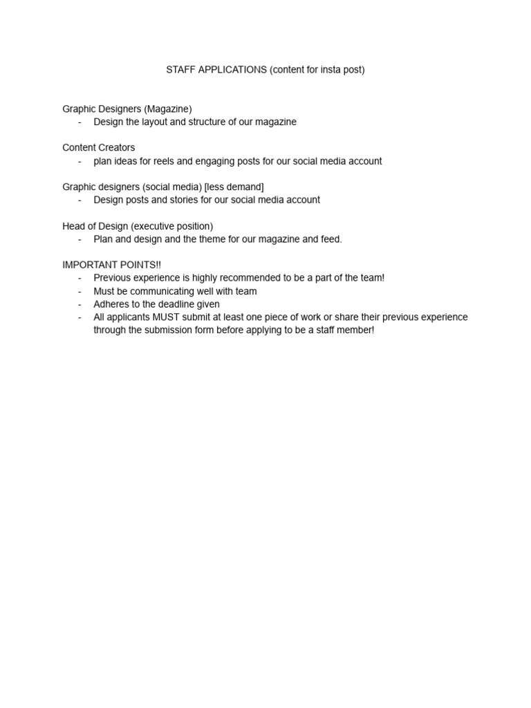 Staff Applications | PDF