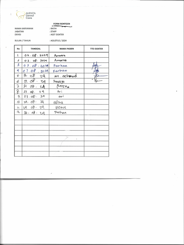 Rekap TTD Form Ratih - Agustus 2024 | PDF