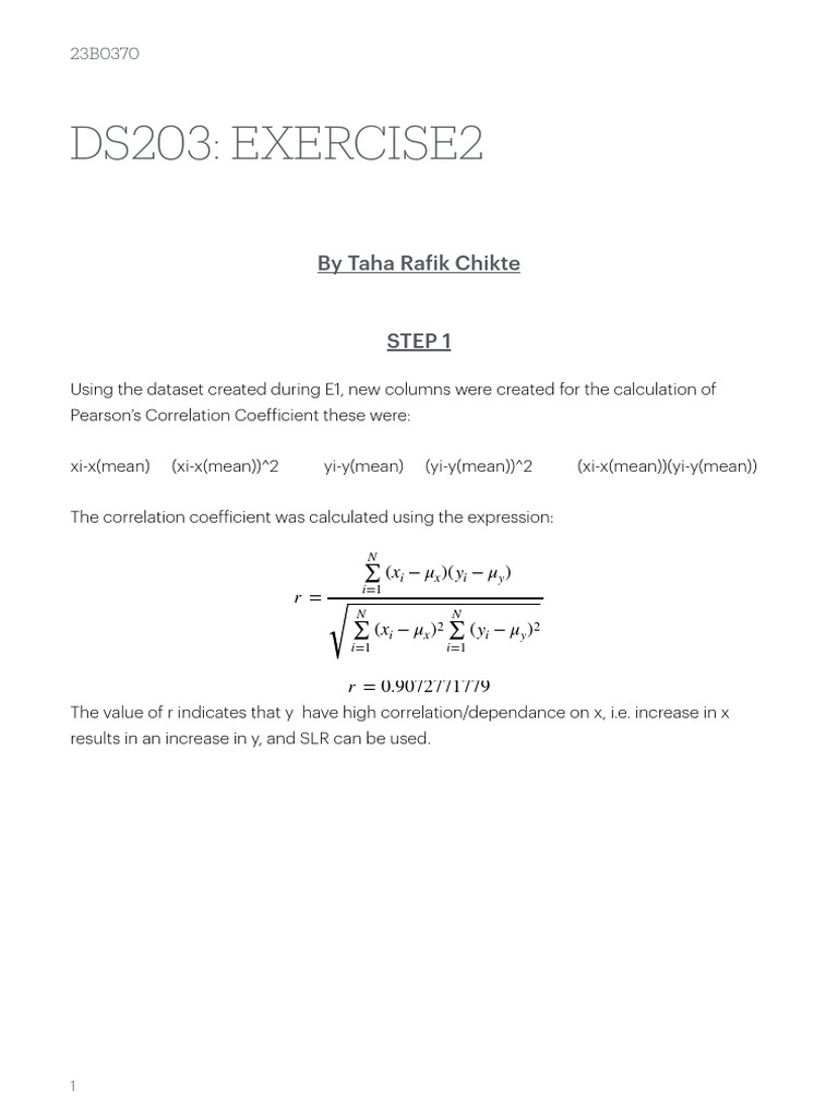 Ds203: Exercise2: by Taha Ra Ik Chikte | PDF