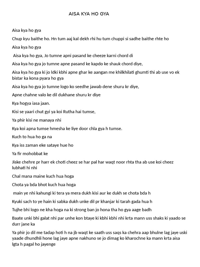 Aisa Kya Ho Gya | PDF