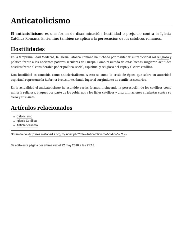 Anticatolicismo - Metapedia | PDF