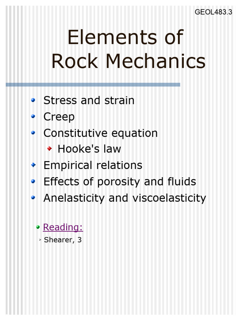 Elasticity Rock Mechanics | PDF