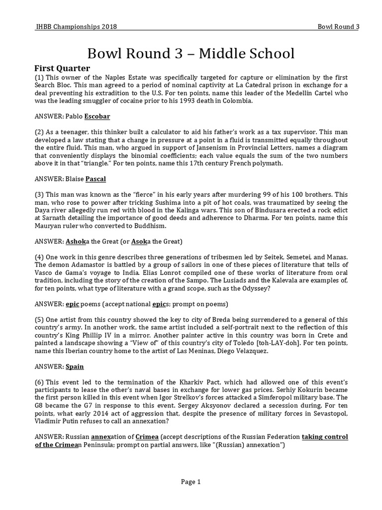 2018 IHBB-Championships-History-Bowl-Round-3-Middle-School | PDF ...