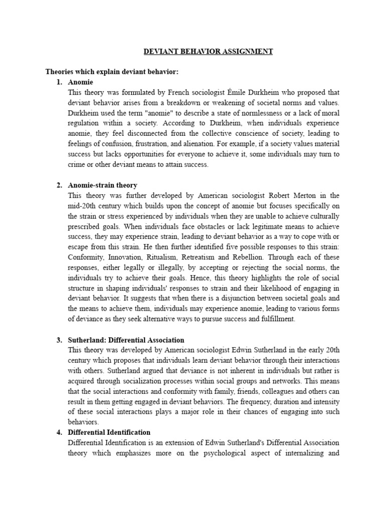 Theories of Deviant Behavior | PDF | Deviance (Sociology) | Social ...