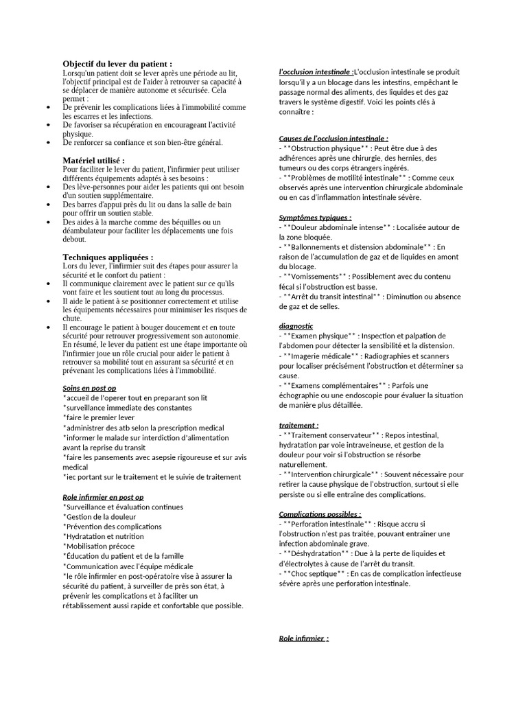 Objectif Du Lever Du Patient Ouma | PDF