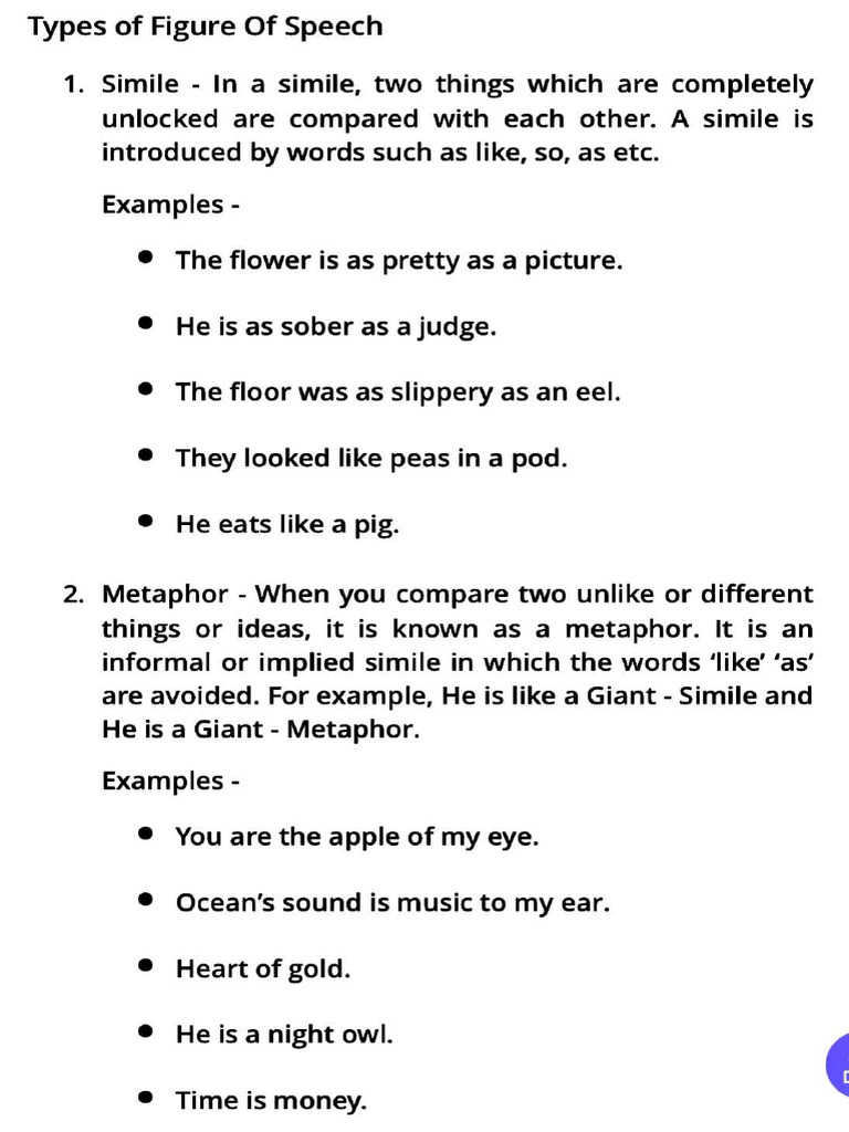 Figures of Speech Notes | PDF