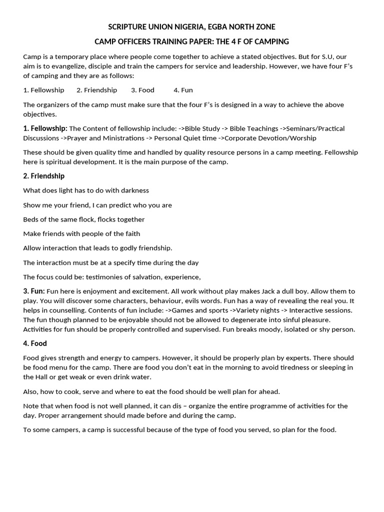 4 Fs OF CAMPING | PDF