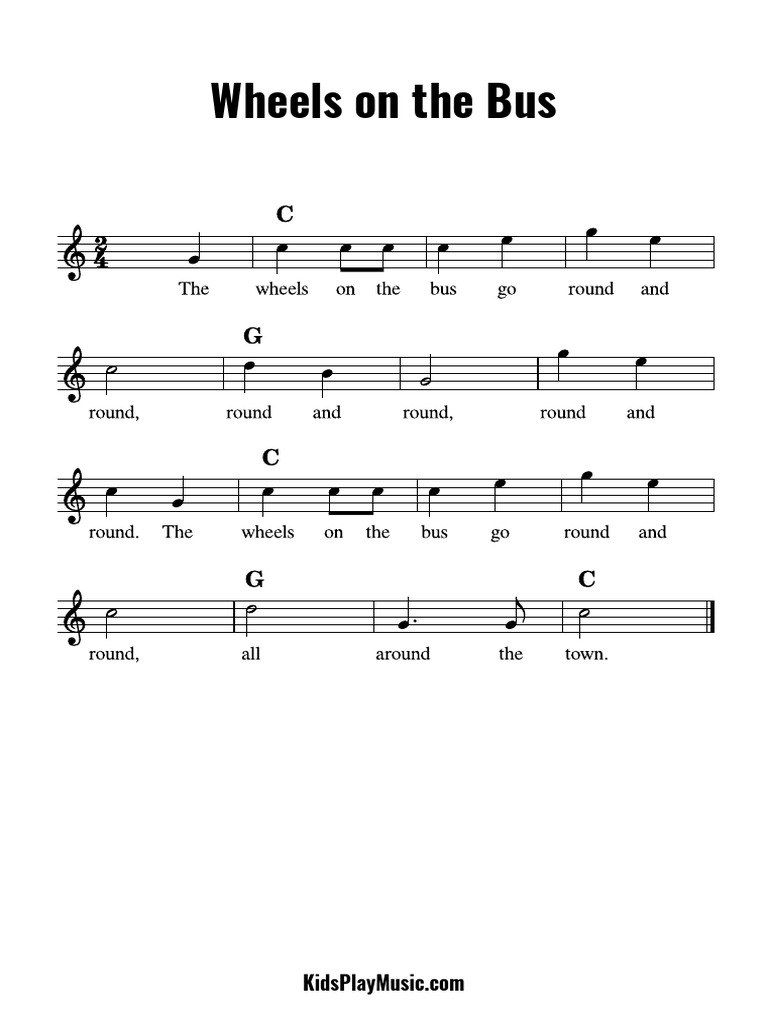 Wheels On The Bus Piano Sheet Music | PDF