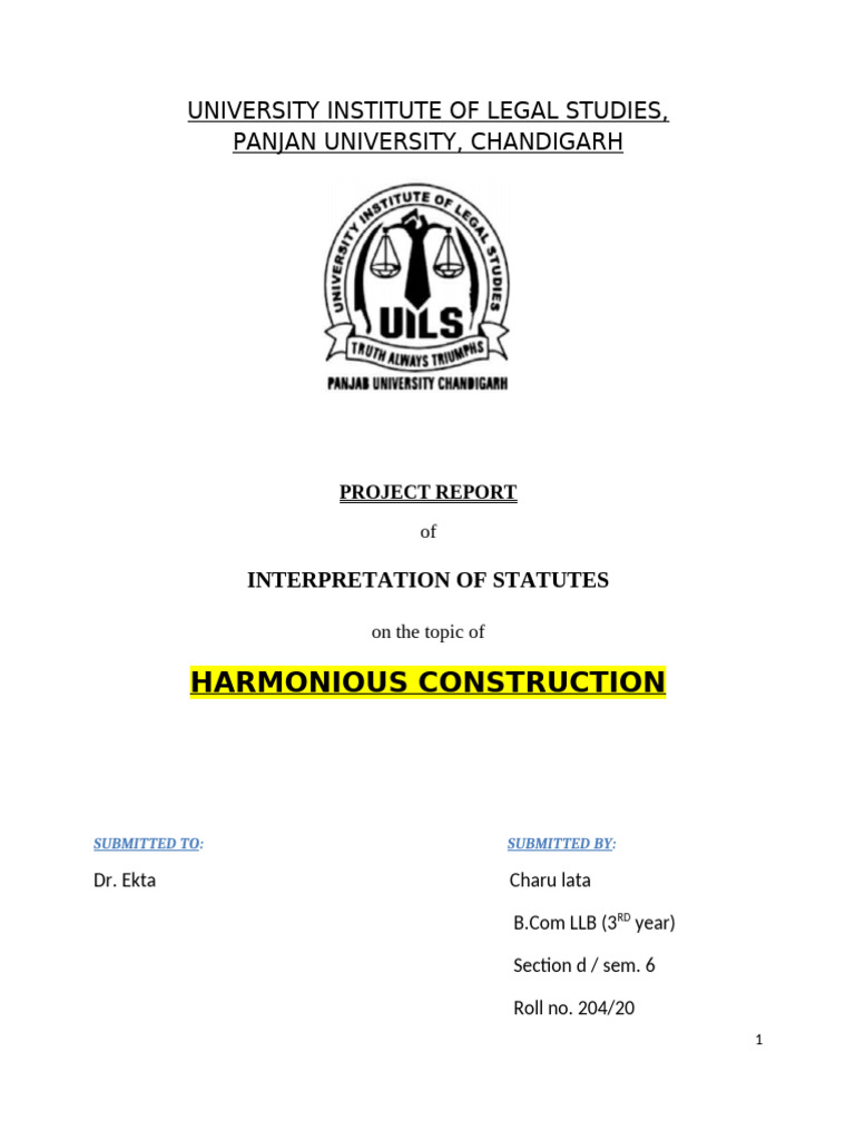 Doctrine of Harmonious Construction | PDF