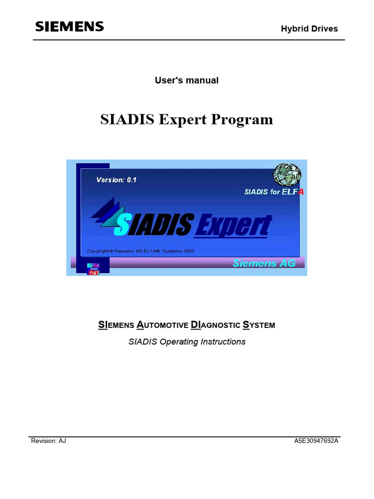 Siadis Expert - User Manual - A5E30947692A | PDF
