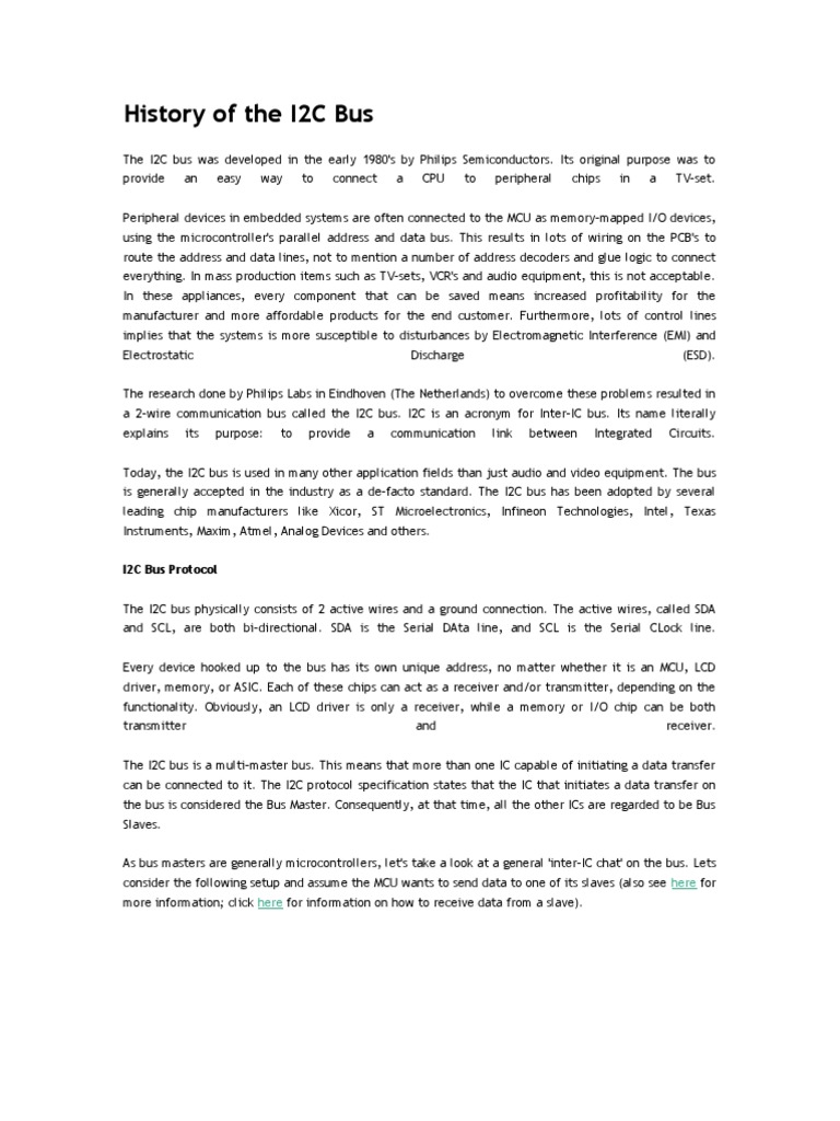 History of The I2C Bus | PDF | Microcontroller | Computer Engineering