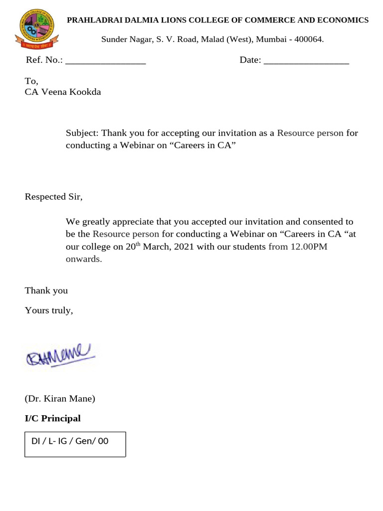 Thank You Letter | PDF