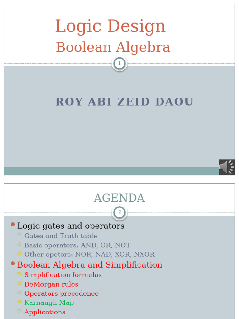 Chapter 2 - Boolean Algebra - Simplifcation - Logic Gates p2 | PDF