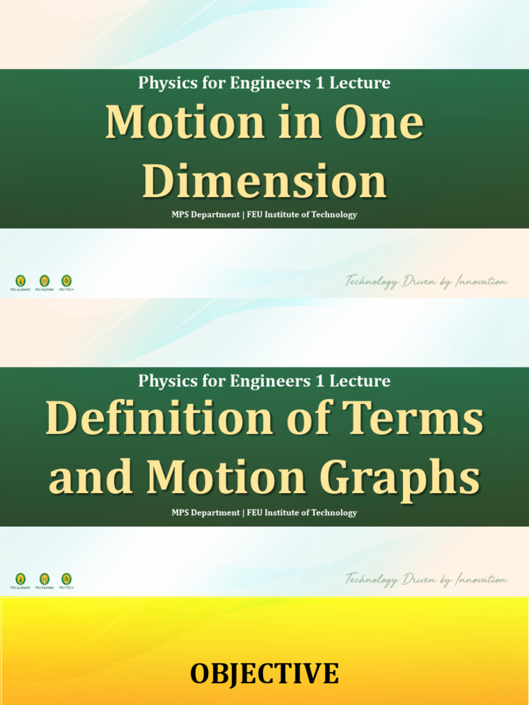 (M2-MAIN) Motion in One Dimension | PDF | Velocity | Acceleration