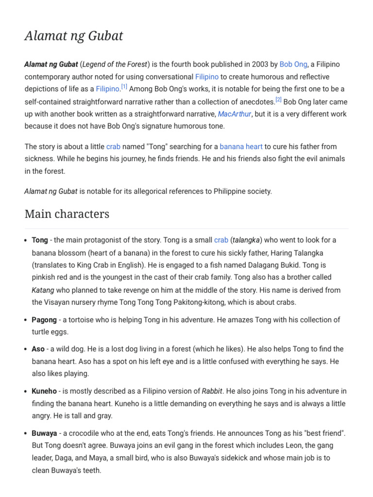 Alamat NG Gubat - Wikipedia | PDF