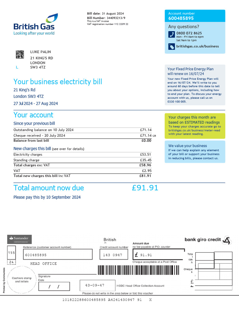 British Gas | PDF | Cheque | Debit Card