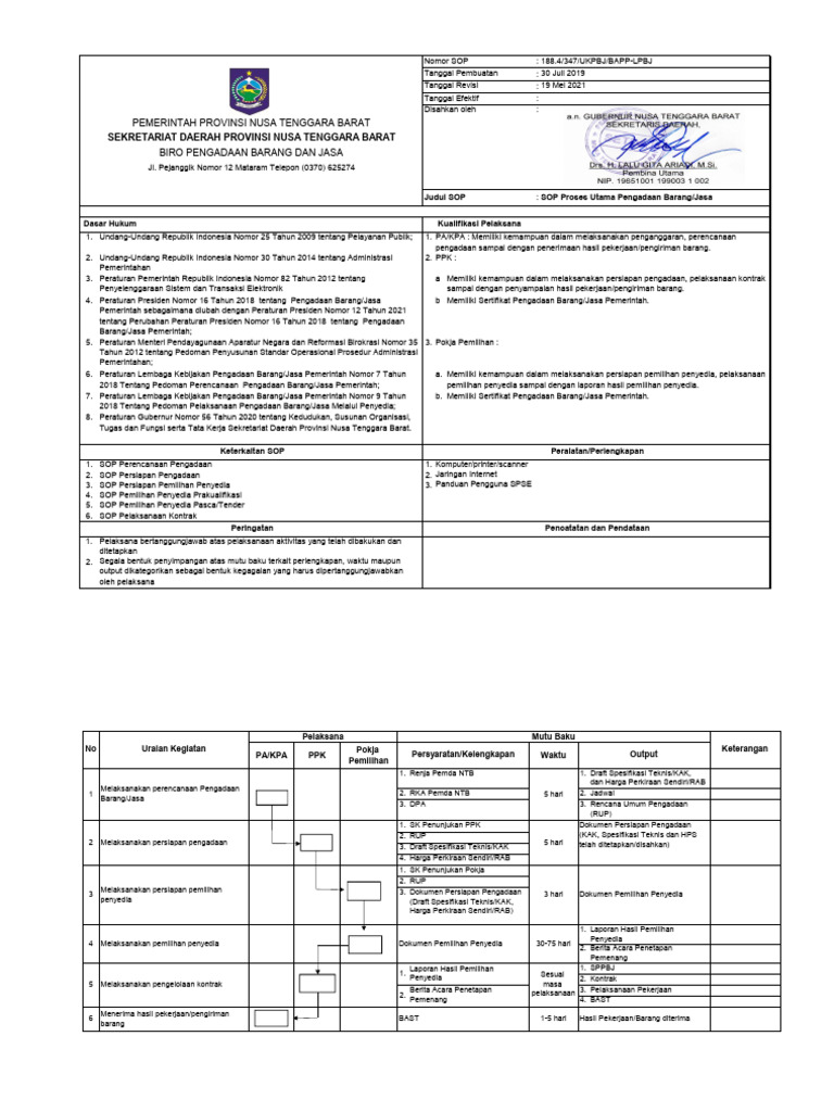 SOP Proses Utama PBJ - Ok | PDF