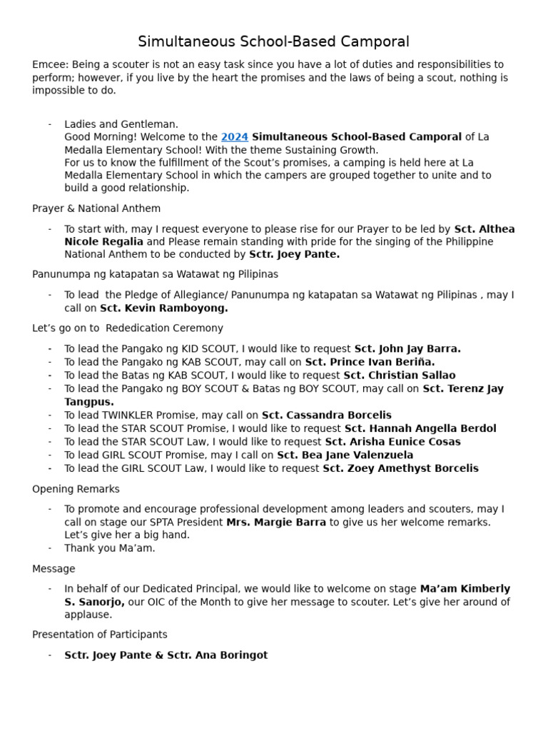 Script Camping | PDF