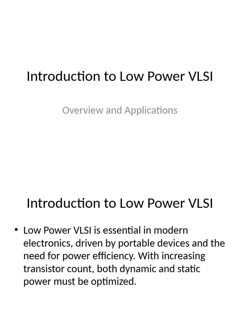 Low Power VLSI Design Techniques | PDF | Science & Mathematics | Computers