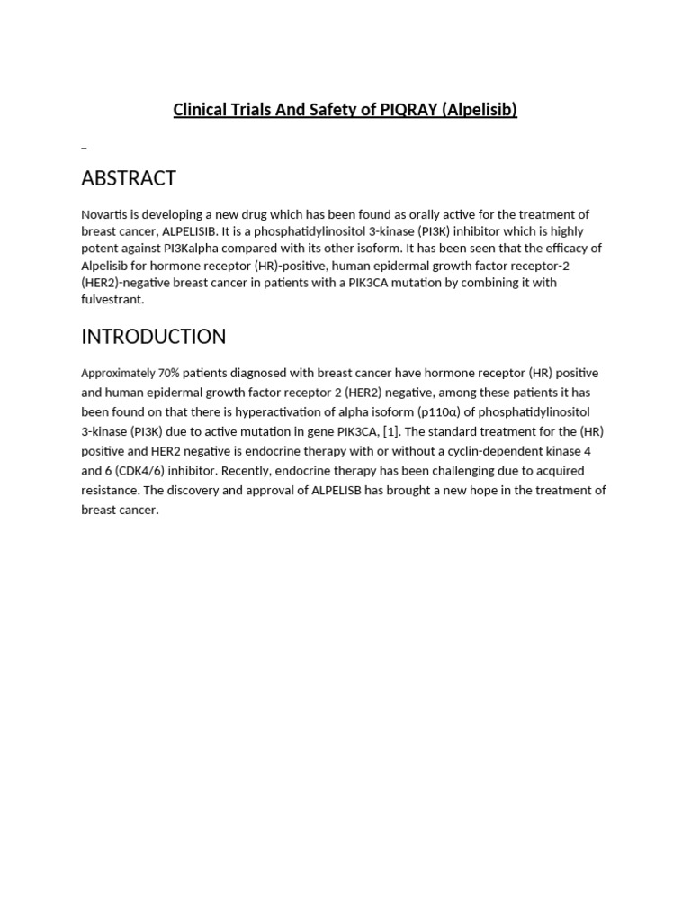 Clinical Trials and Safety of PIQRAY (Alpelisib) | PDF
