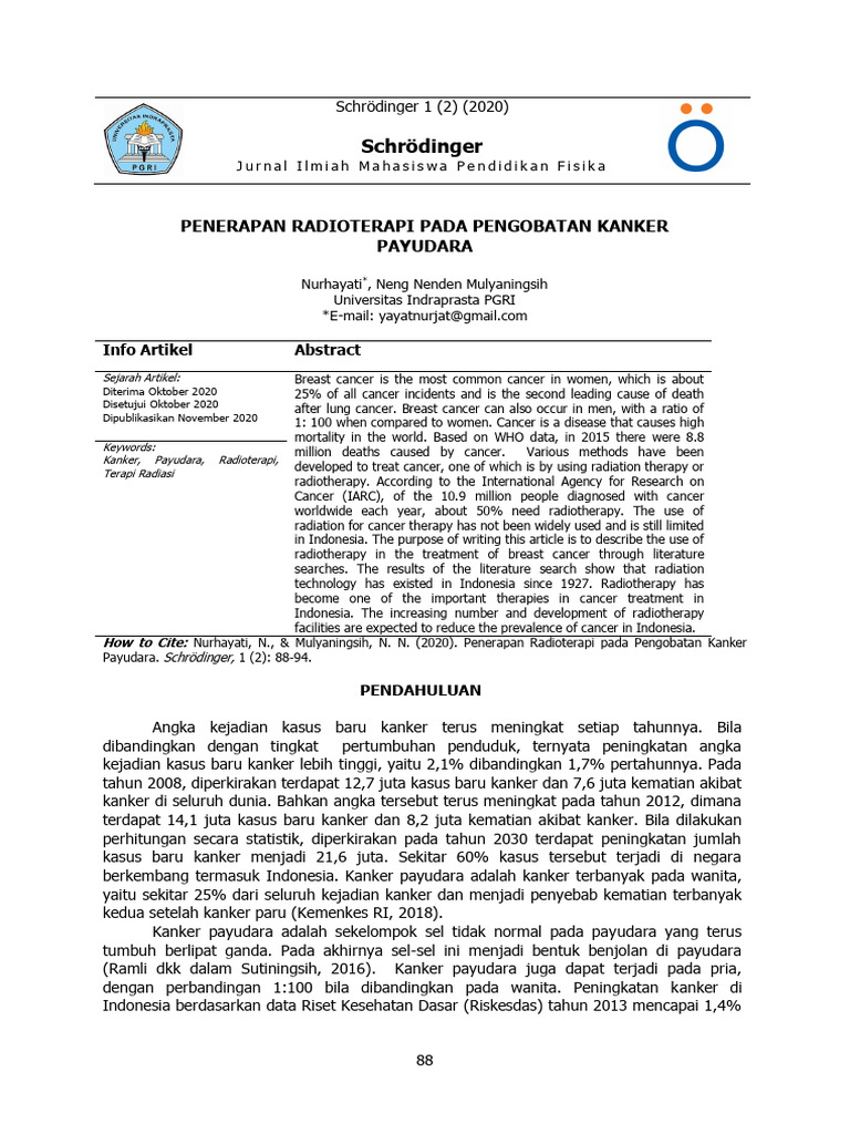 Penerapan Radioterapi Pada Pengobatan Kanker Payud | PDF