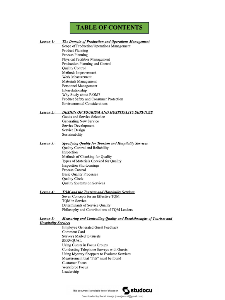 Operations Management Lesson 1 To 6 Pdf