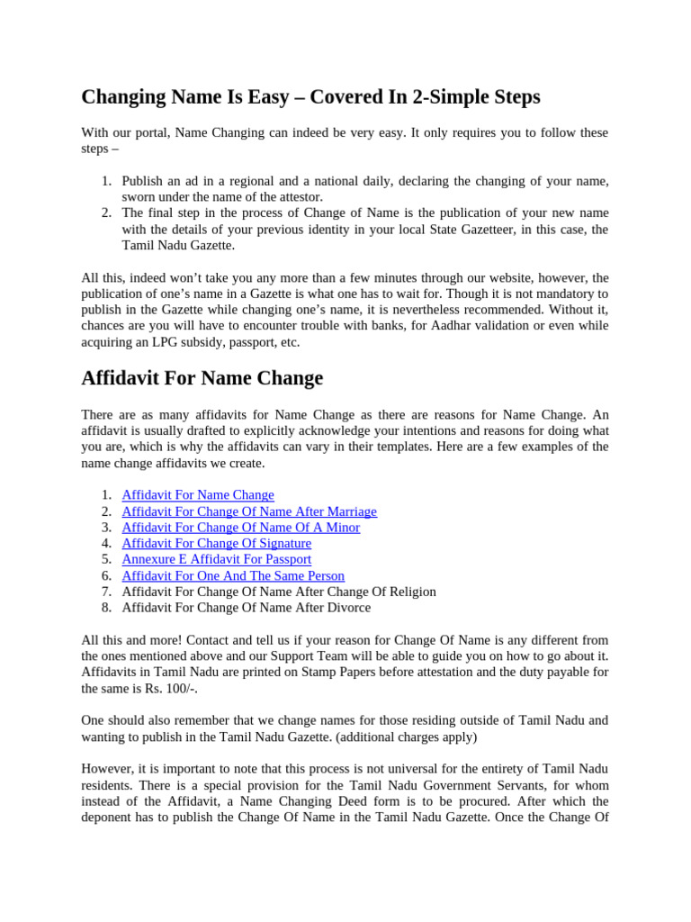 Changing Name Is Easy | PDF