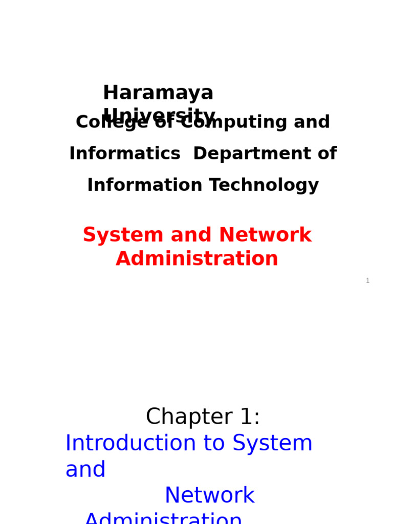 Chapter - 1 Introduction System Admin | PDF
