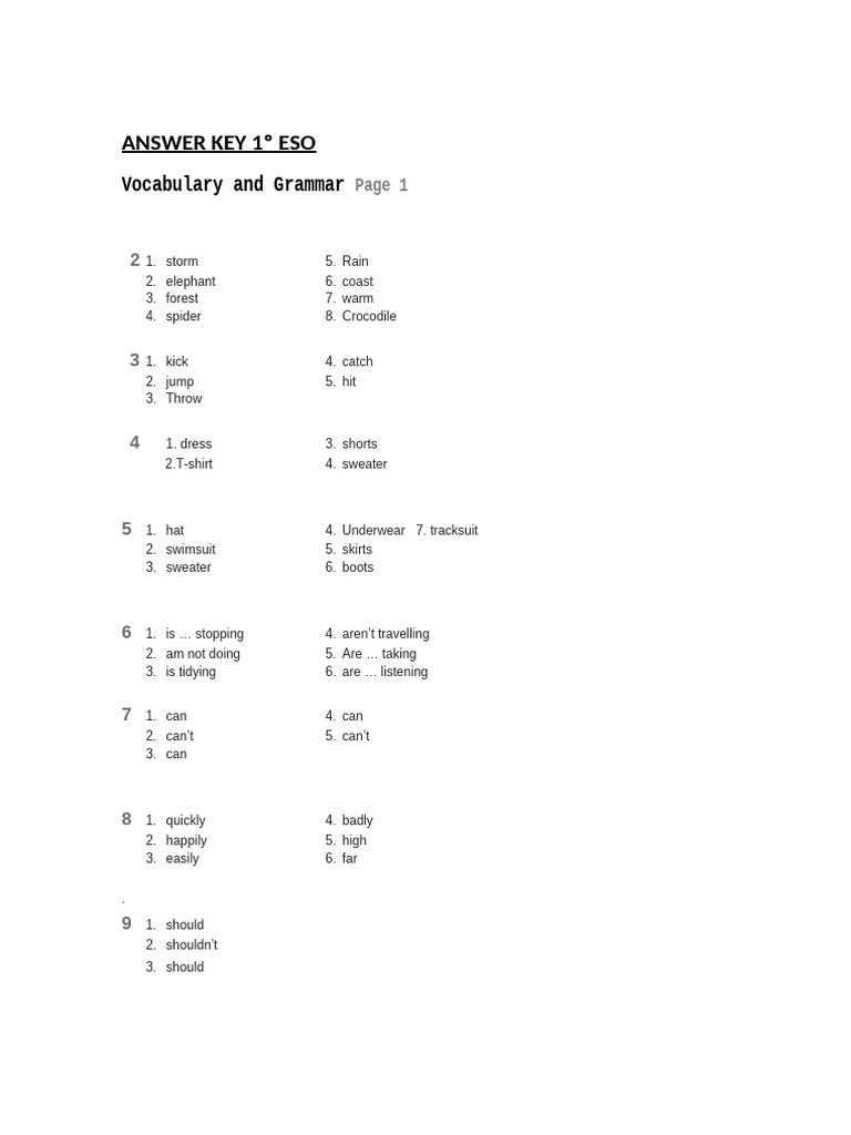 ANSWER KEY MODULE 4 1º ESO | PDF ANSWER KEY MODULE 4 1º ESO | PDF