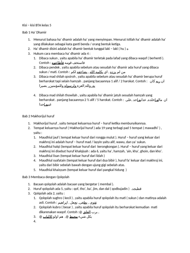 Kisi Kisi BTA 5 | PDF