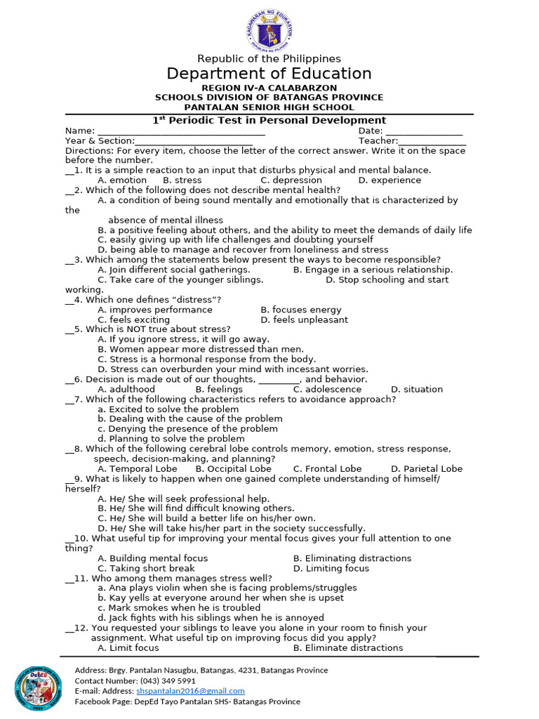 1st Periodic Test in PerDev | PDF