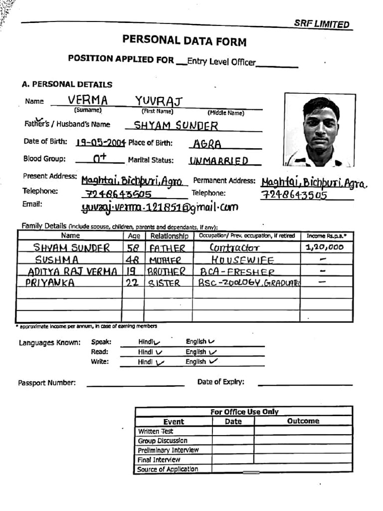 Yuvraj Verma 2201887 SRF | PDF