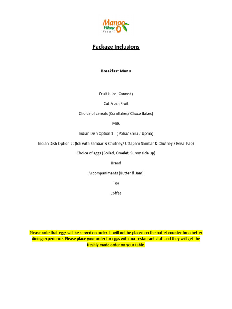 Part of Package Menu - MAP Plan | PDF